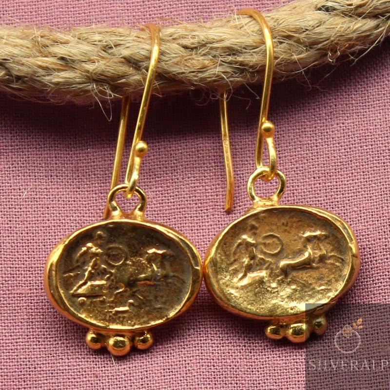 Vermeil Intaglio Earrings - Etsy UK