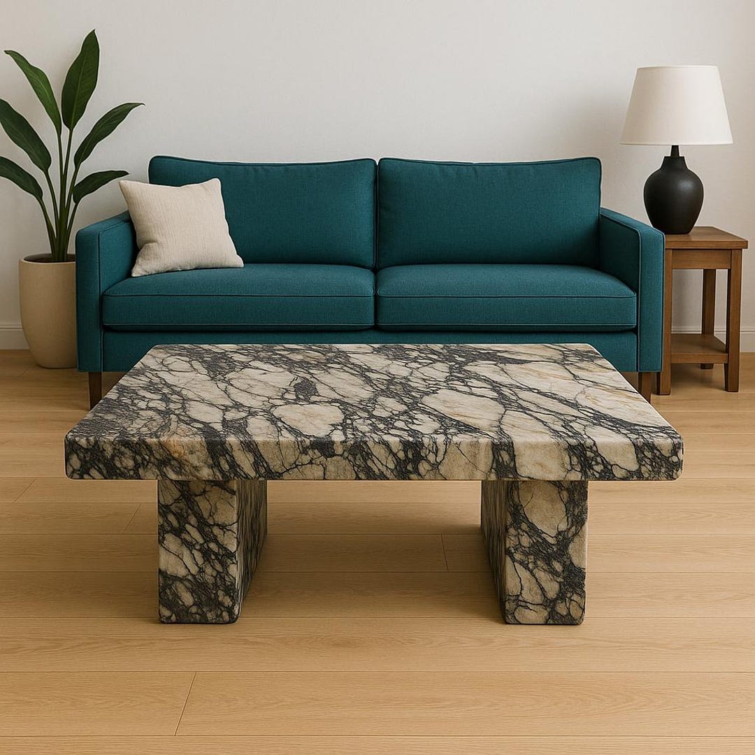 Handcrafted Calacutta Viola Coffee Table: Modern Living Room ...