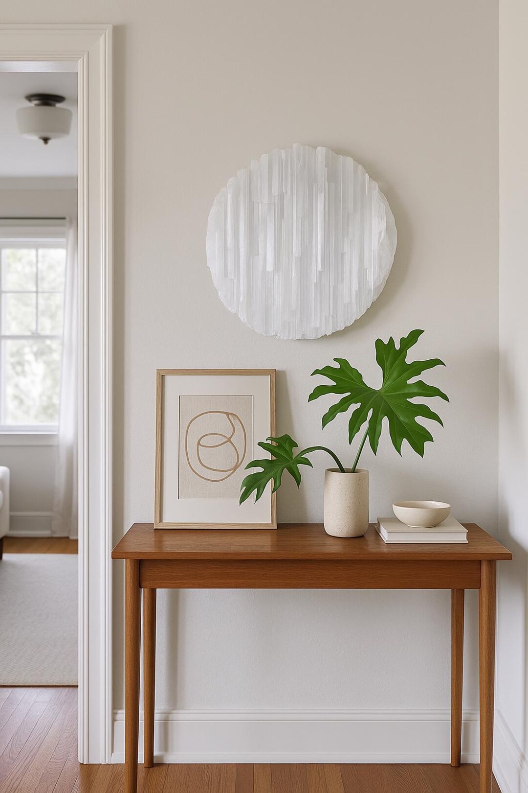 Radiant Selenite Moon Wall Decor | Natural Crystal Wall Hanging ...