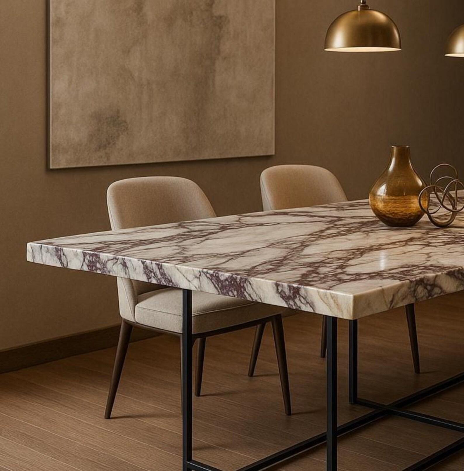 Calacatta Viola Marble Dining Table: Modern Iron Legs, Handmade Luxury ...