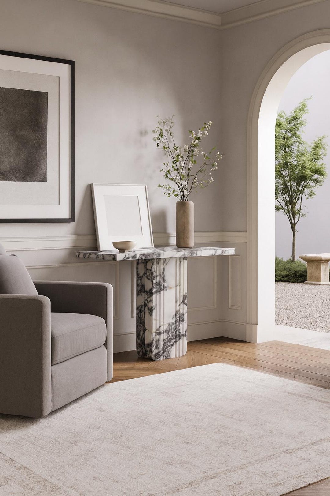 Calacatta Viola Marble Console Table – Rectangular Entryway Accent ...
