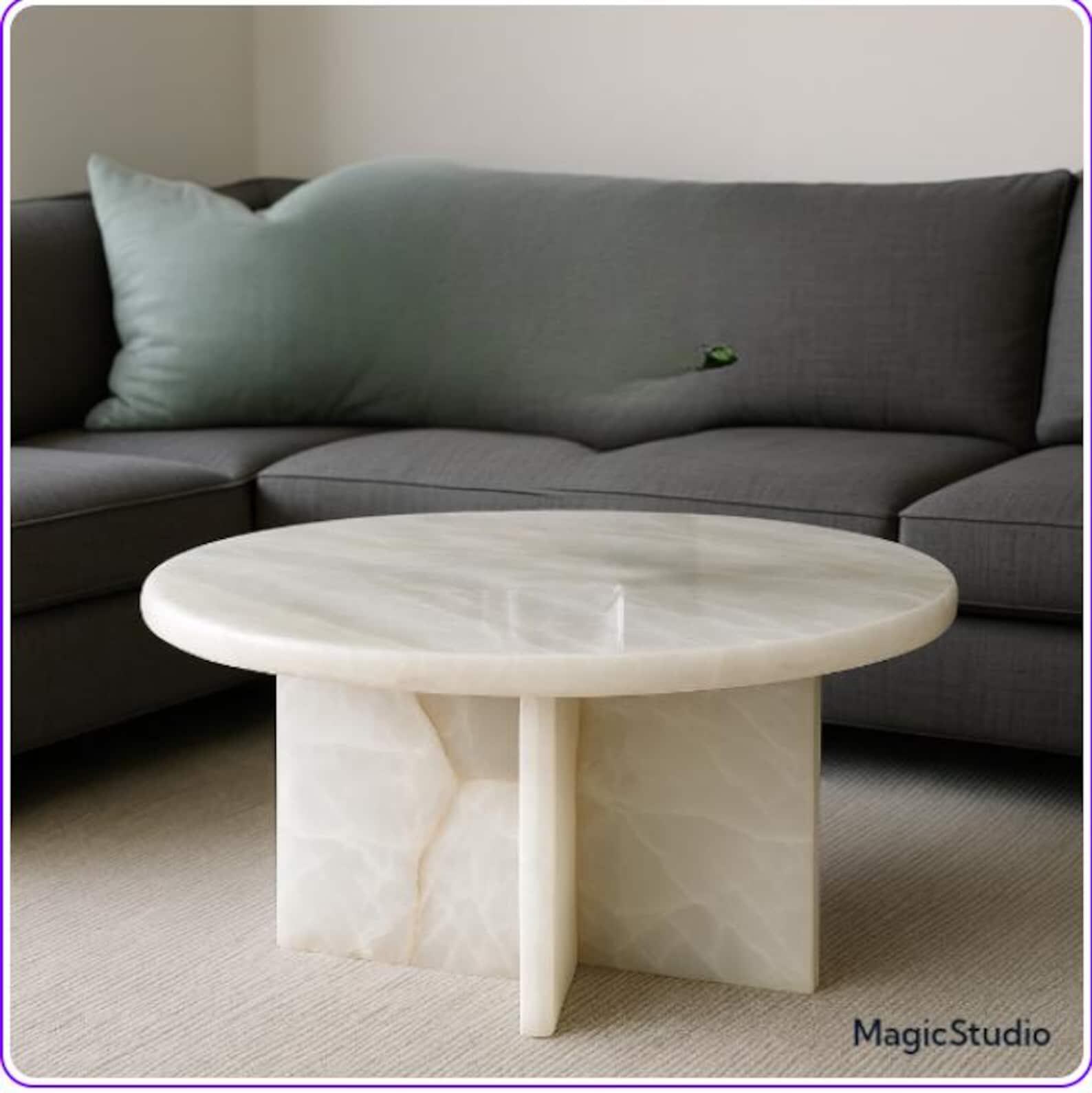Handmade Round Onyx Coffee Table: Luxury Stone Centerpiece - Etsy