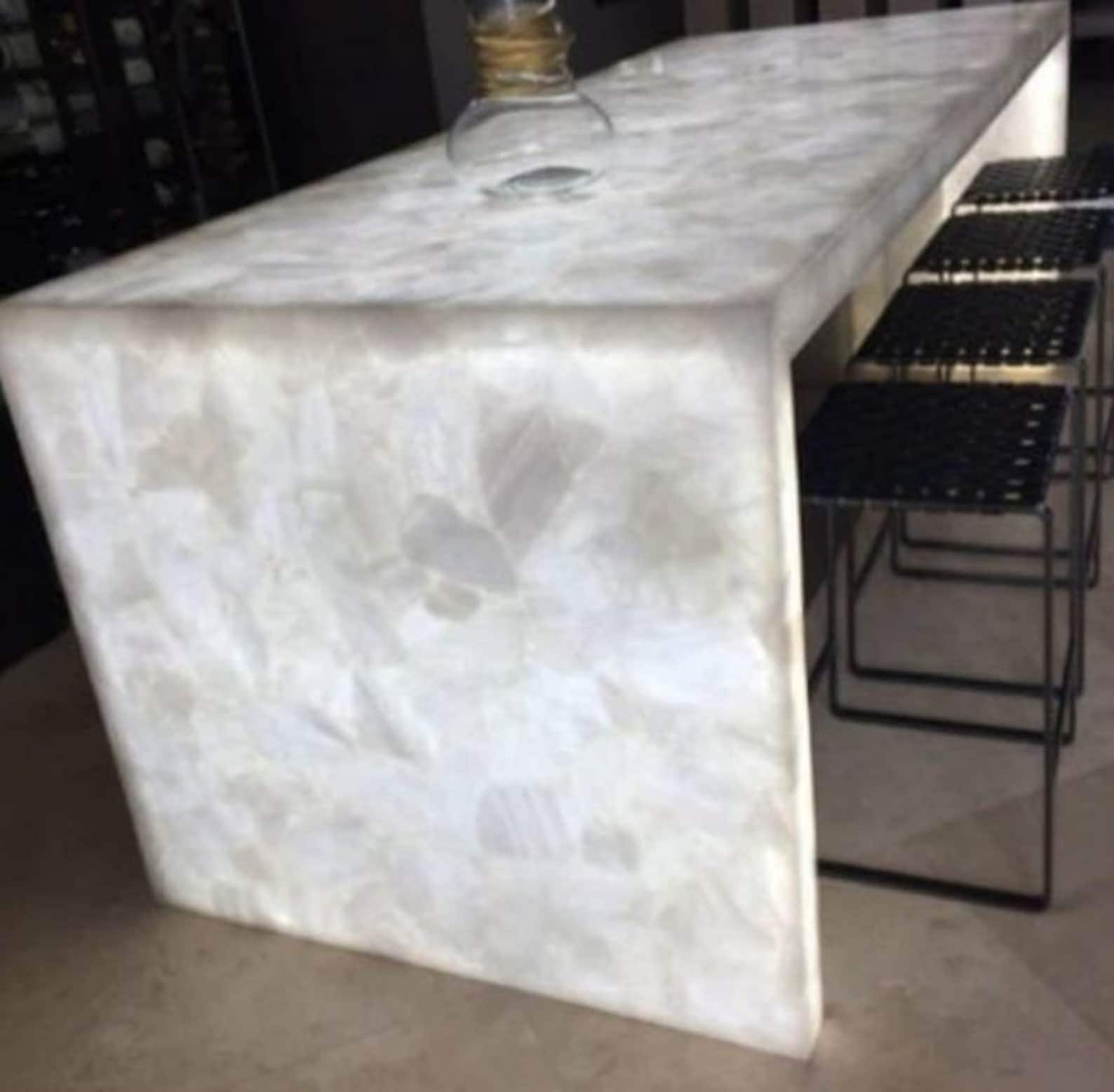 Illuminated White Quartz Countertop: Luxury Kitchen Island, Bar Top - Etsy