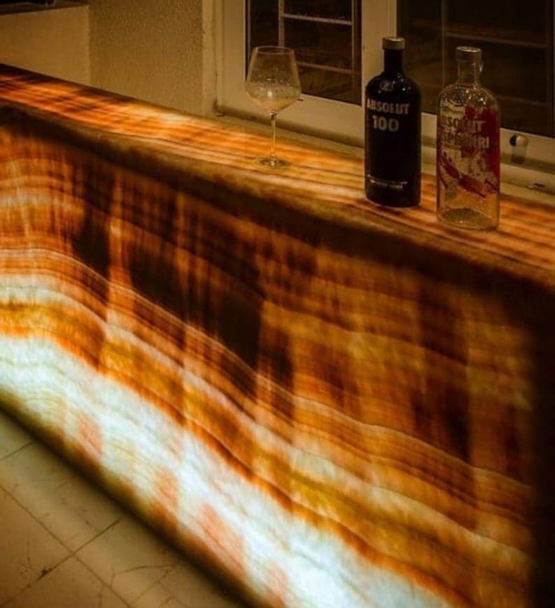 Luxury Natural Onyx Stone Countertop | Glowing Backlit Kitchen Island ...