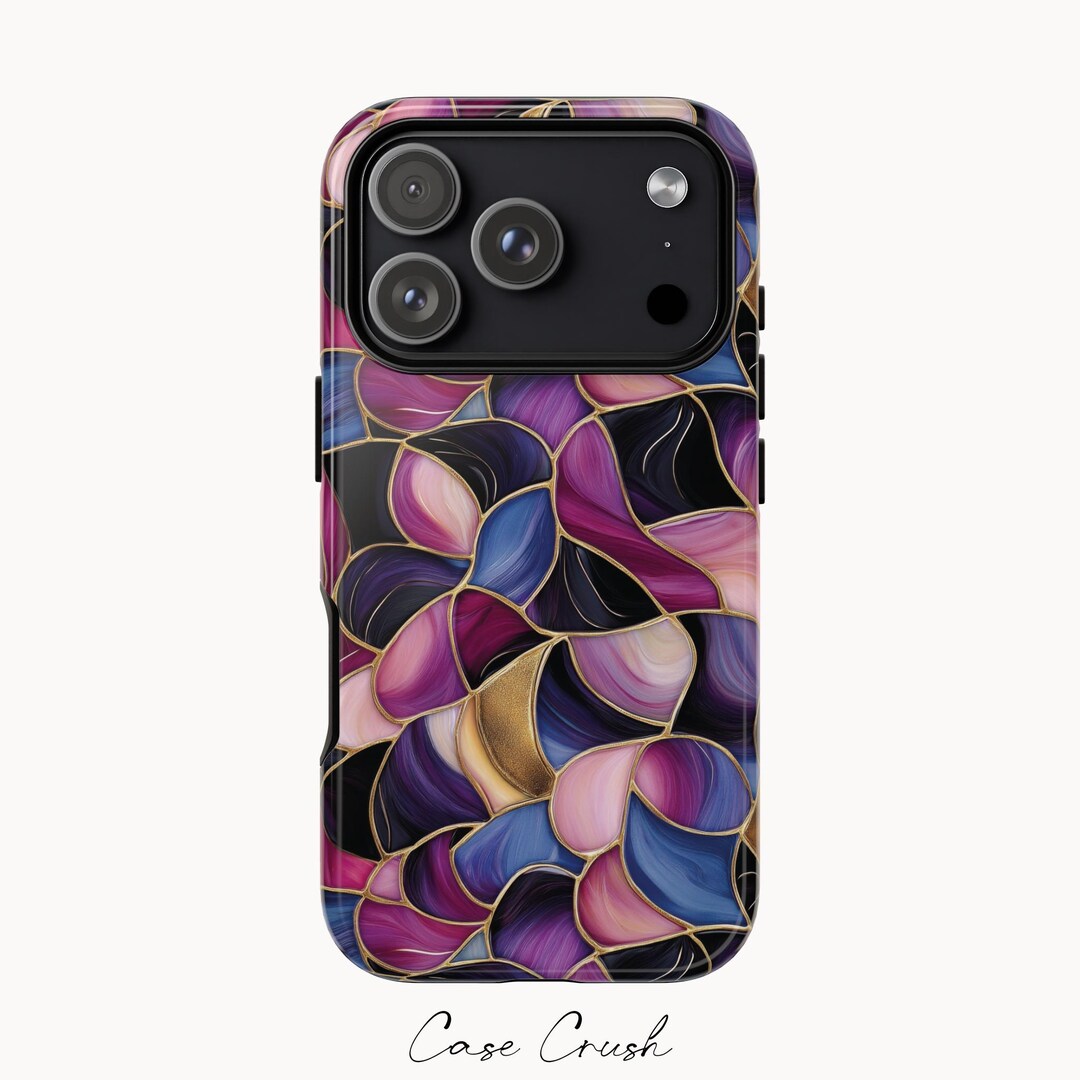 Purple and Pink Stained Glass Case,personalised Case,iphone 17 16 15 14 ...