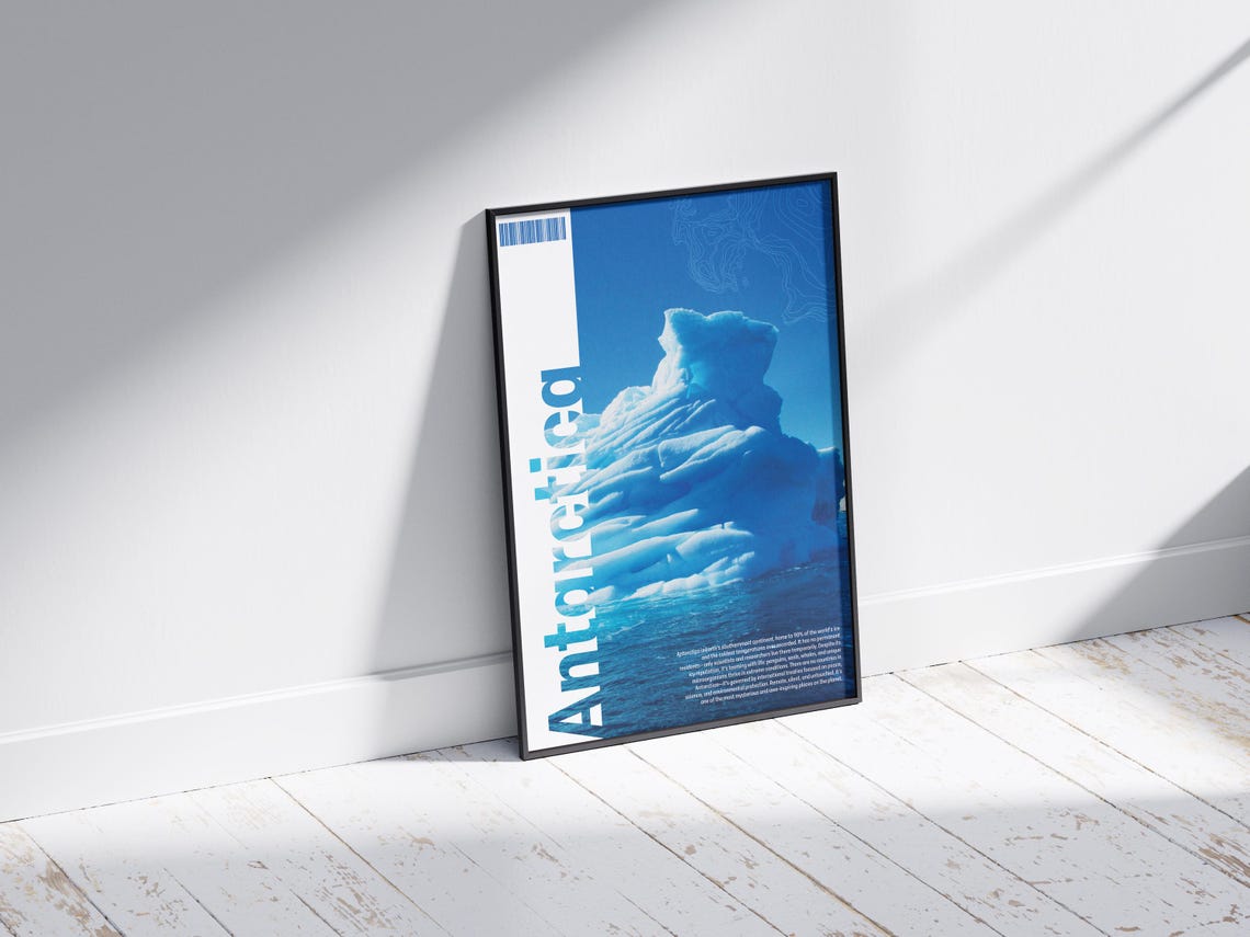 Antarctica – Digital Poster | Modern Arctic Wall Art | Blue Ice ...
