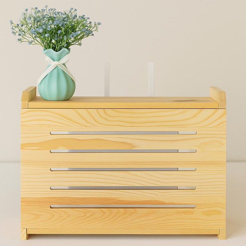 Modern Wooden Wifi Router Storage Box – Wall Mounted Modem Shelf, Cable ...