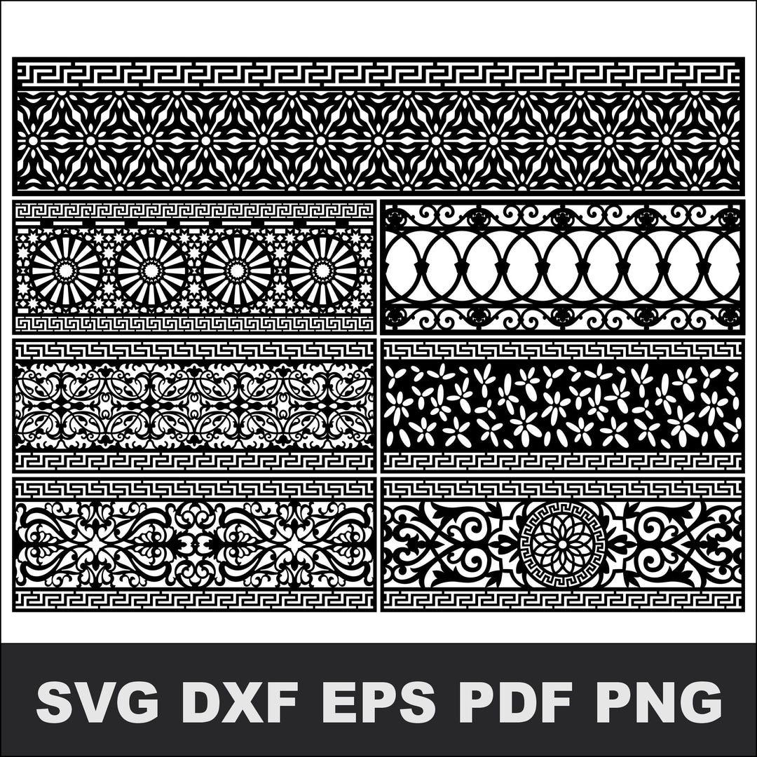 CNC Railing Panel DXF SVG | Balcony & Stair Laser Cut Designs ...