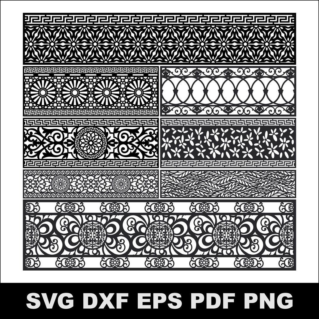 CNC Railing Panel SVG DXF Set: Floral Balcony & Staircase Designs - Etsy