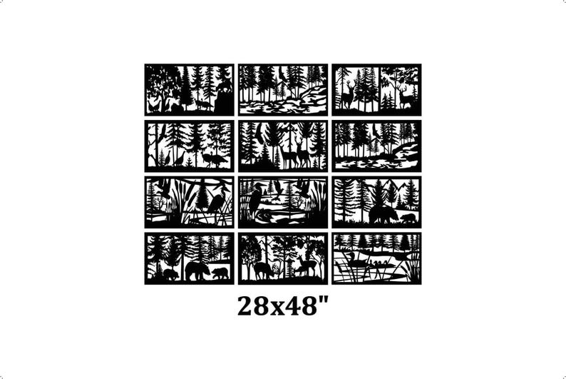 90+ Wildlife Scenes, Nature Panels, DXF Stencils, Forest Decor Svg, CNC ...