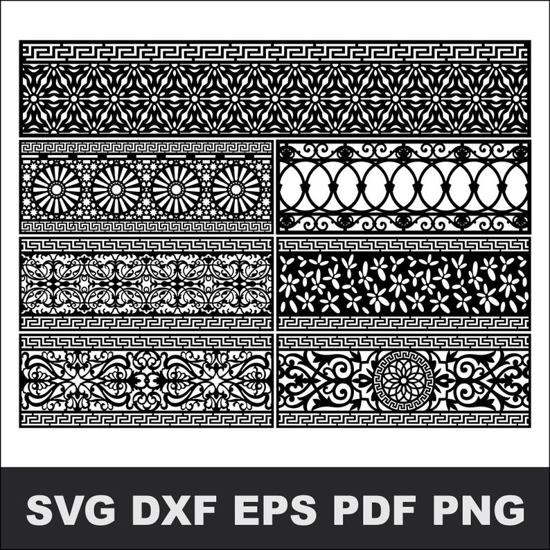 CNC Railing Panel DXF SVG | Balcony & Stair Laser Cut Designs ...
