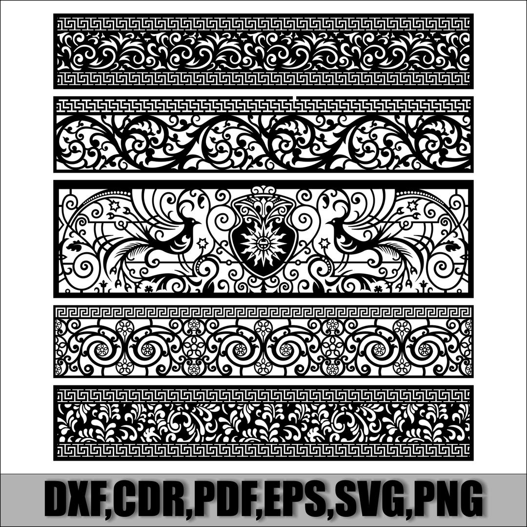 5 Premium Stairs Railing Panels Dxf| Laser Cut Files | Metal Fence Svg ...