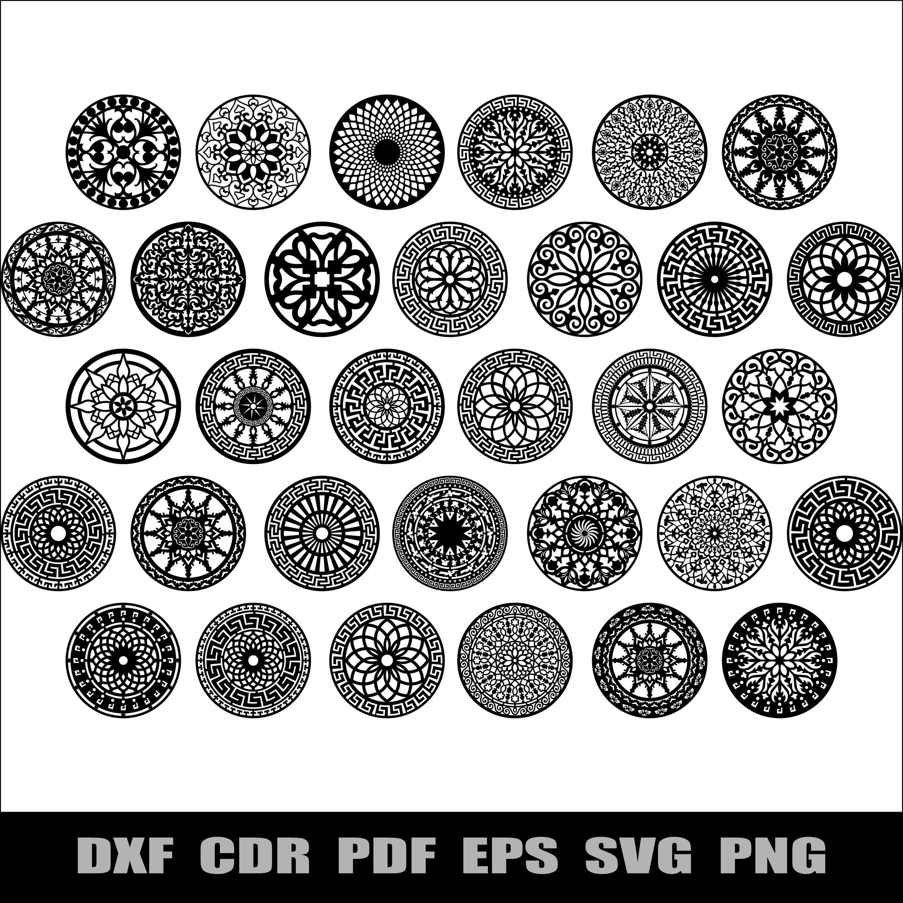 30+ Premium Round Mandala Coaster Svg | Laser Cut Circle Designs | Fine ...