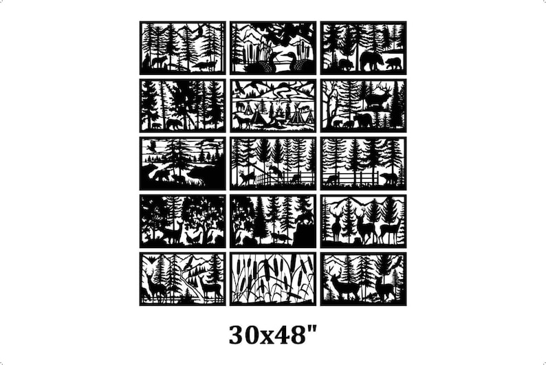90+ Wildlife Scenes, Nature Panels, DXF Stencils, Forest Decor Svg, CNC ...