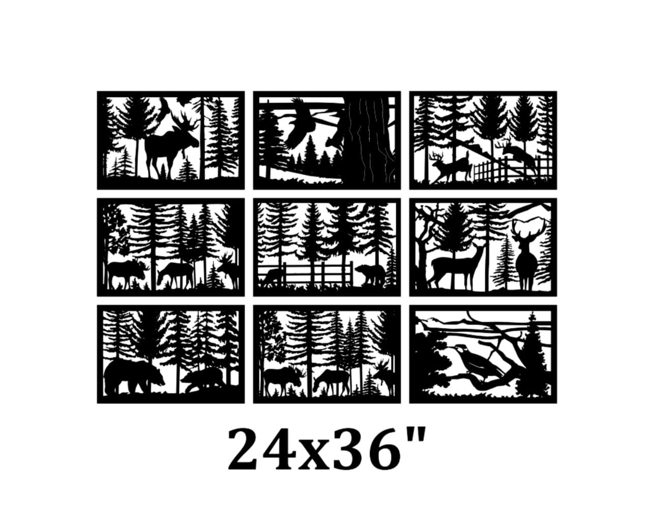 90+ Wildlife Scenes, Nature Panels, DXF Stencils, Forest Decor Svg, CNC ...