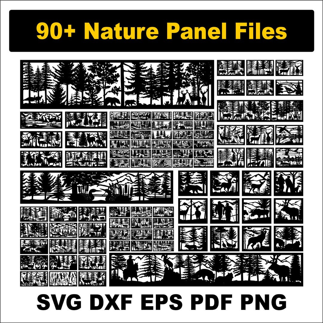 90+ Wildlife Scenes, Nature Panels, DXF Stencils, Forest Decor Svg, CNC ...