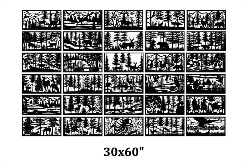 90+ Wildlife Scenes, Nature Panels, DXF Stencils, Forest Decor Svg, CNC ...