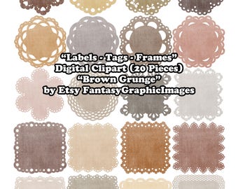 CLIPART 16 Vintage Labels Clip Art Digital Frames Supplies