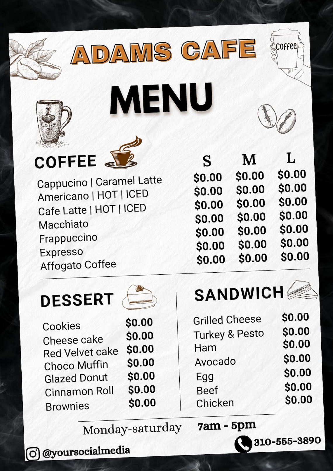 Luxury Cafe Menu, Coffee Shop Menu, Cafe Menu Flyer, Editable Menu ...