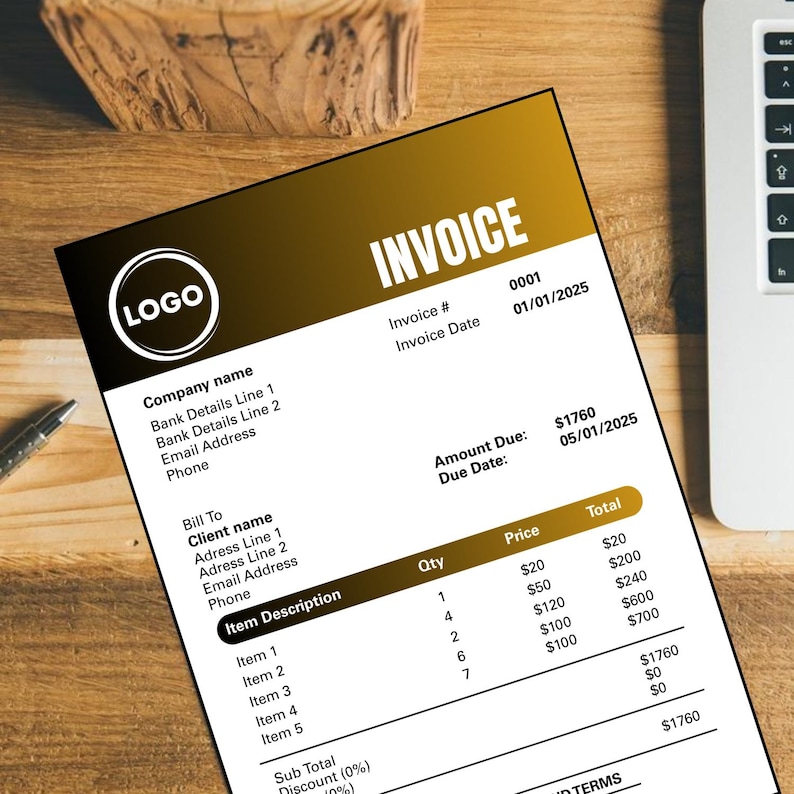 Invoice Template Printable Billing Template Business Invoice Form ...