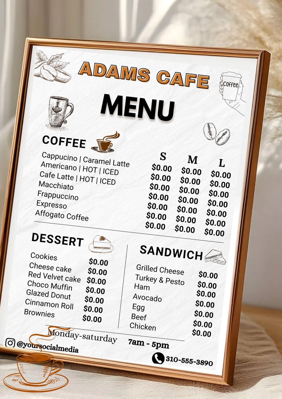 Luxury Cafe Menu, Coffee Shop Menu, Cafe Menu Flyer, Editable Menu ...