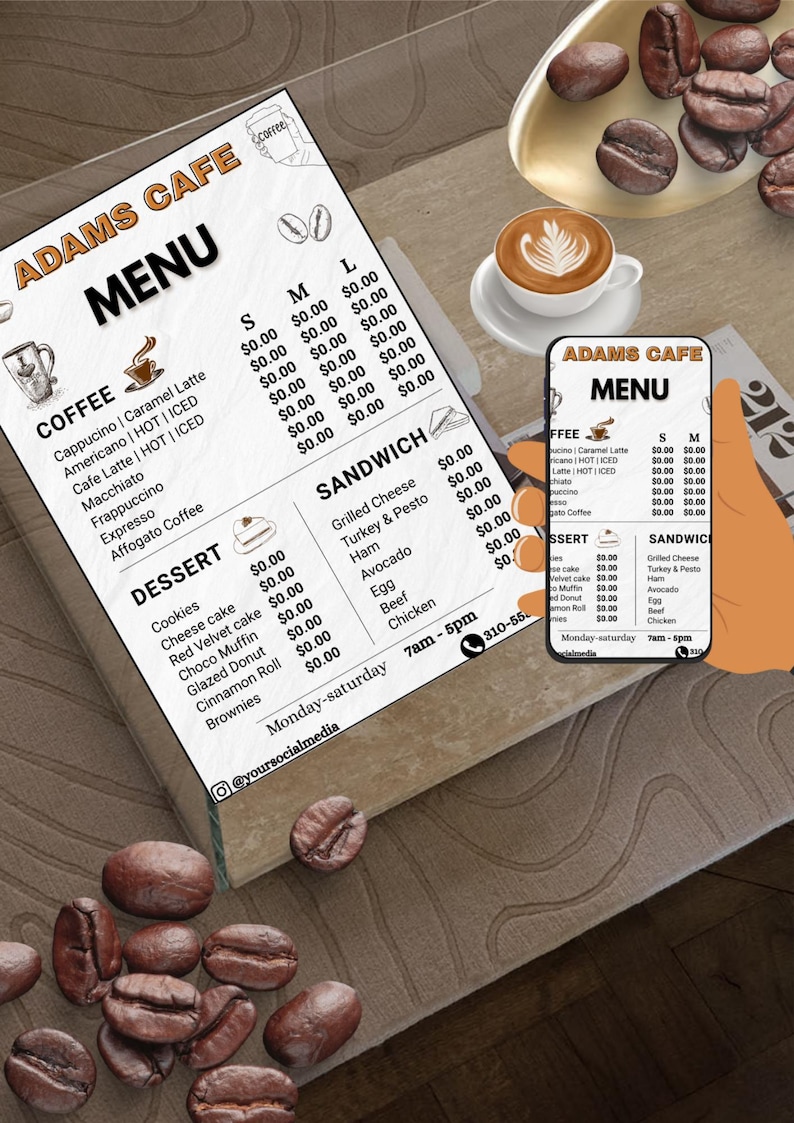 Luxury Cafe Menu, Coffee Shop Menu, Cafe Menu Flyer, Editable Menu ...