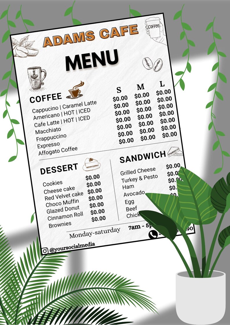 Luxury Cafe Menu, Coffee Shop Menu, Cafe Menu Flyer, Editable Menu ...