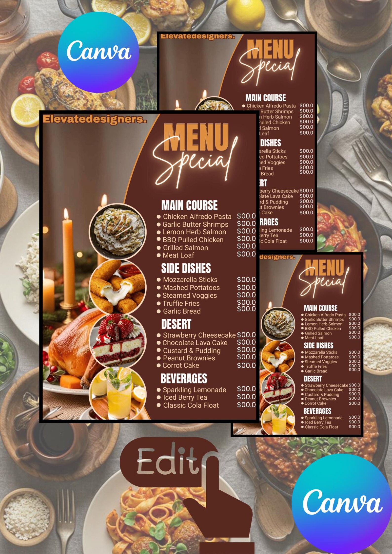 Restaurant Dinner Menu | Special Flyer for Food Truck | Wedding Bar ...