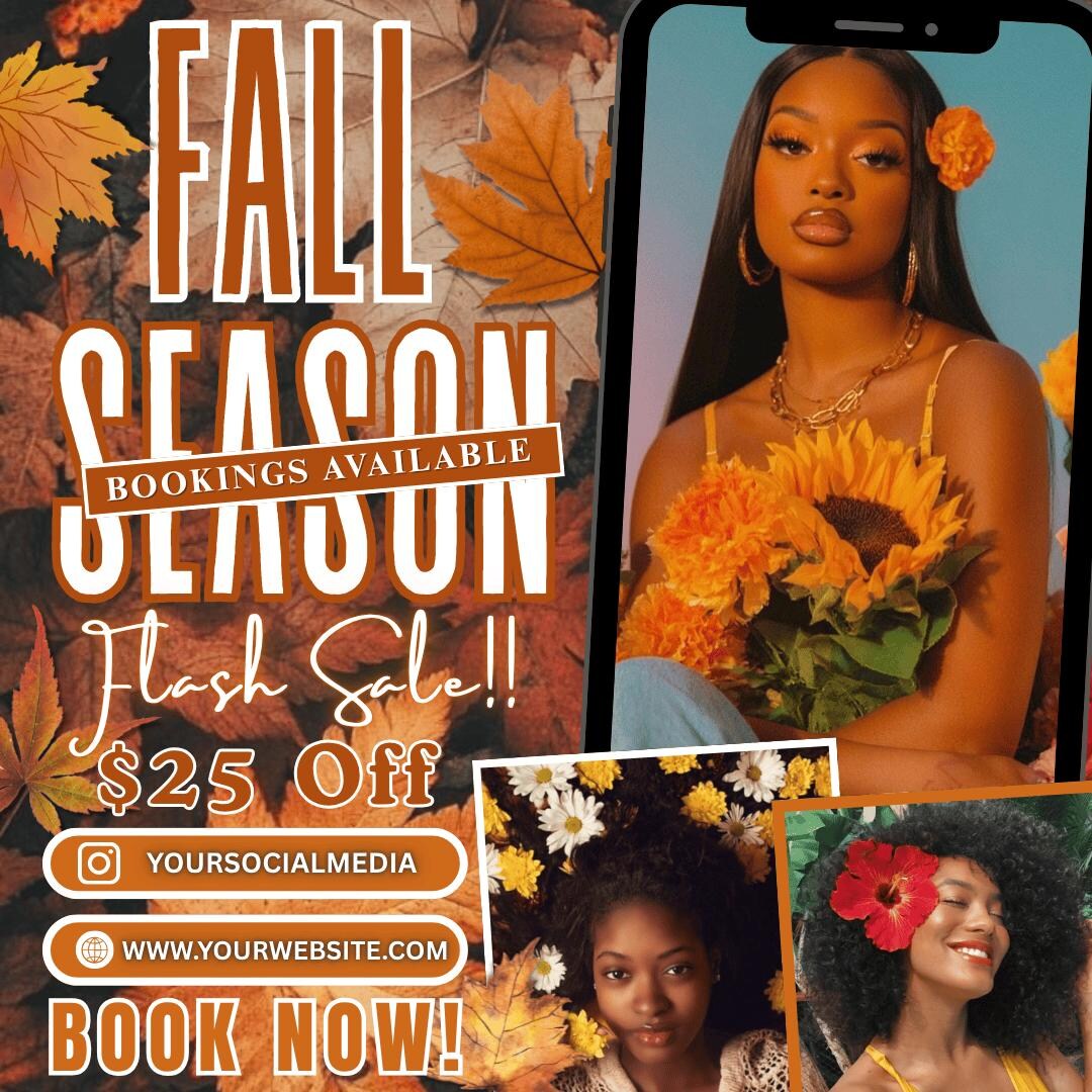Fall Season Booking Flyer, Fall Szn Flyer, September Booking Flyer ...