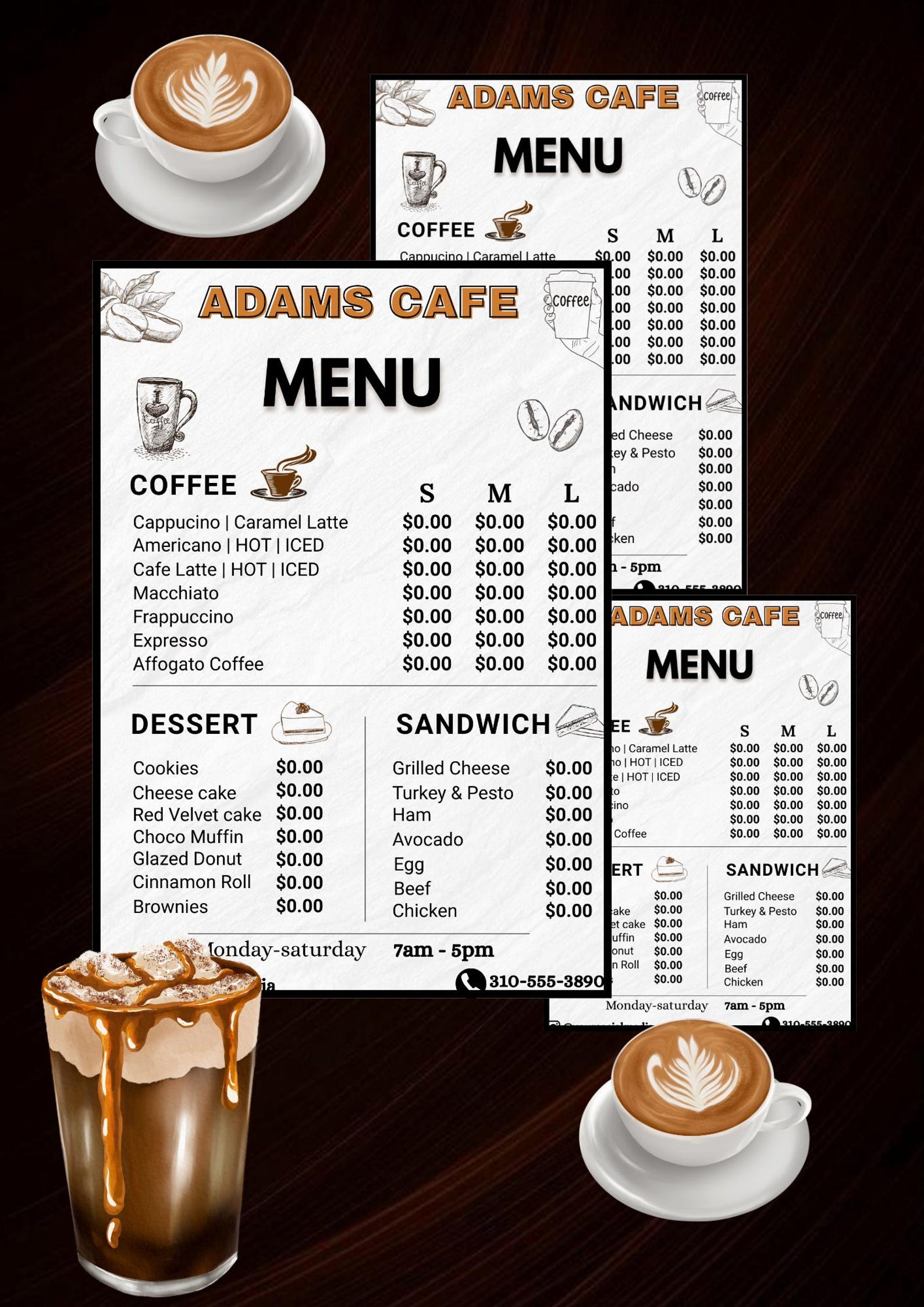 Luxury Cafe Menu, Coffee Shop Menu, Cafe Menu Flyer, Editable Menu ...