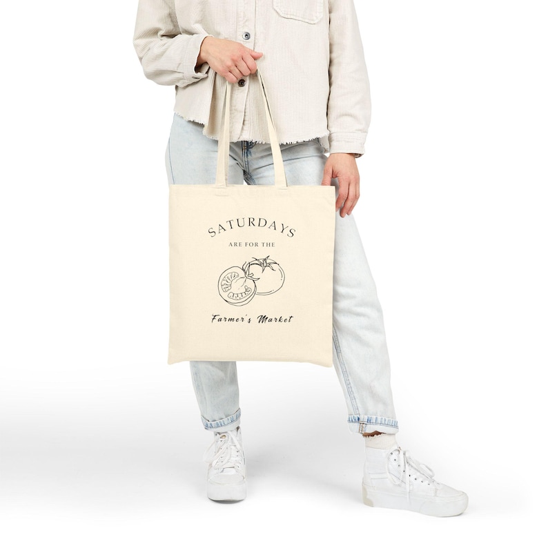 Farmers Market Canvas Tote Bag, Reusable Grocery Shopping Bag, Eco ...