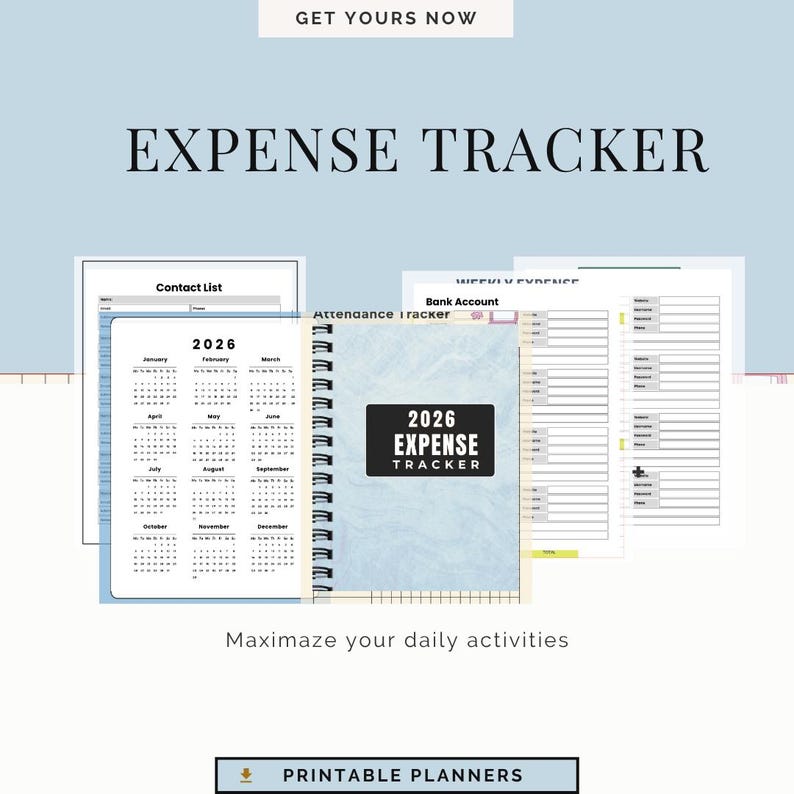 2026 Expense Tracker | Printable Budget and Expense Organizer | Weekly ...