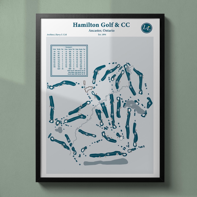 Hamilton Golf & Country Club Map Art Print: Vintage Blueprint or Modern ...