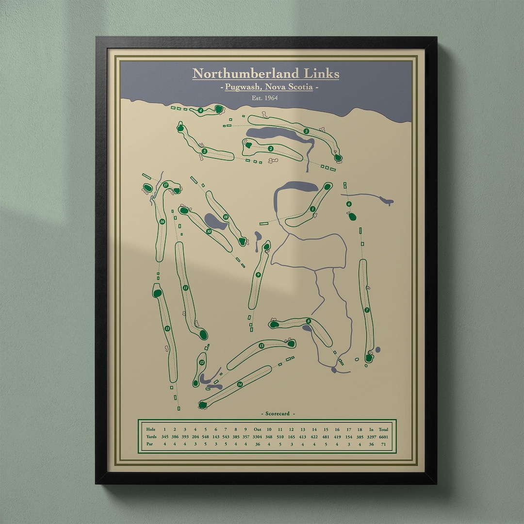 Northumberland Golf Links Course Map Print, Nova Scotia: Vintage ...