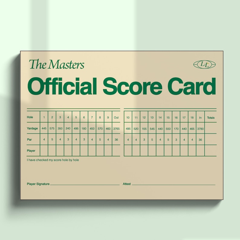 Augusta National Scorecard Art Print: Vintage Golf Decor - Etsy