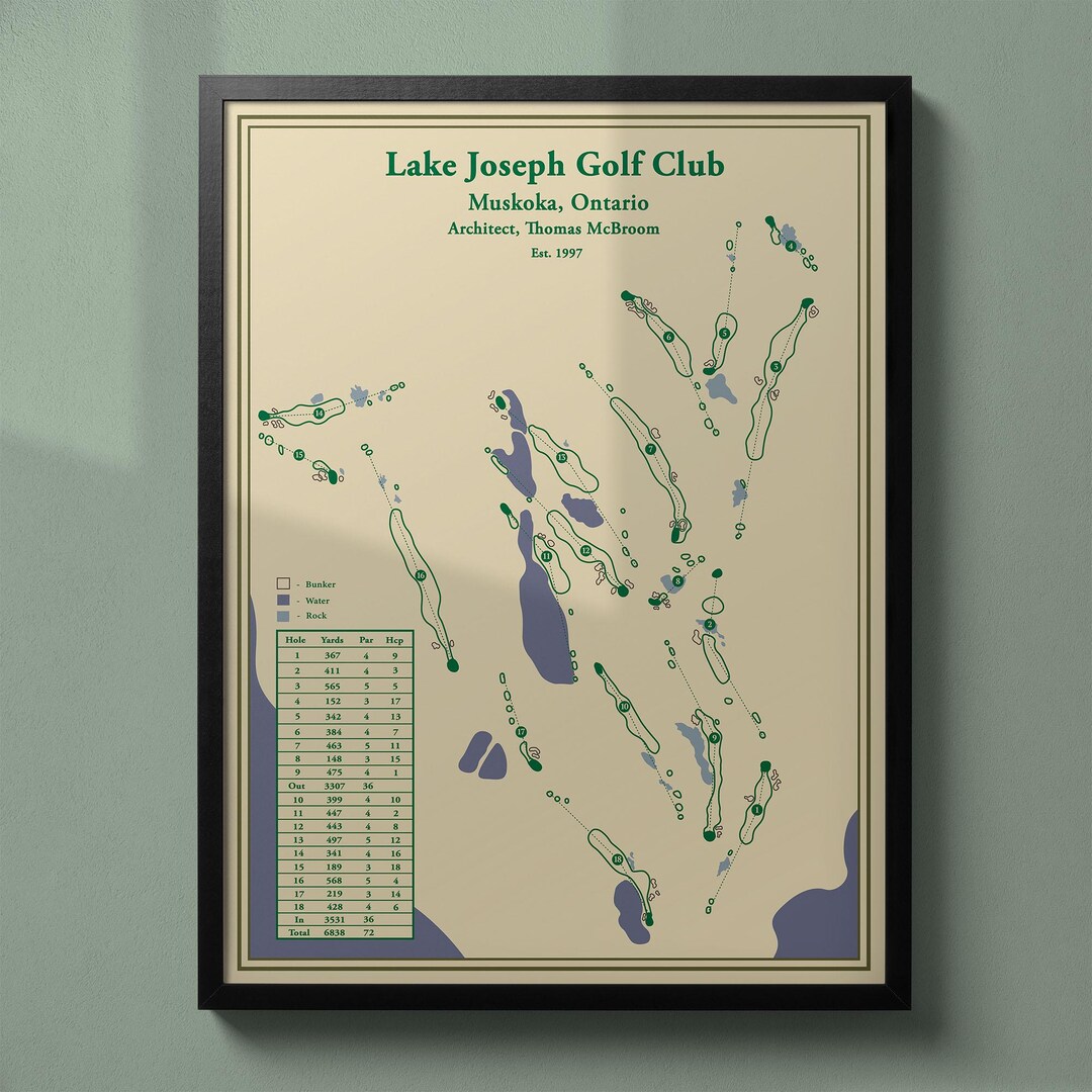 Lake Joseph Golf Club Map Print: Vintage Blueprint or Modern Art - Etsy