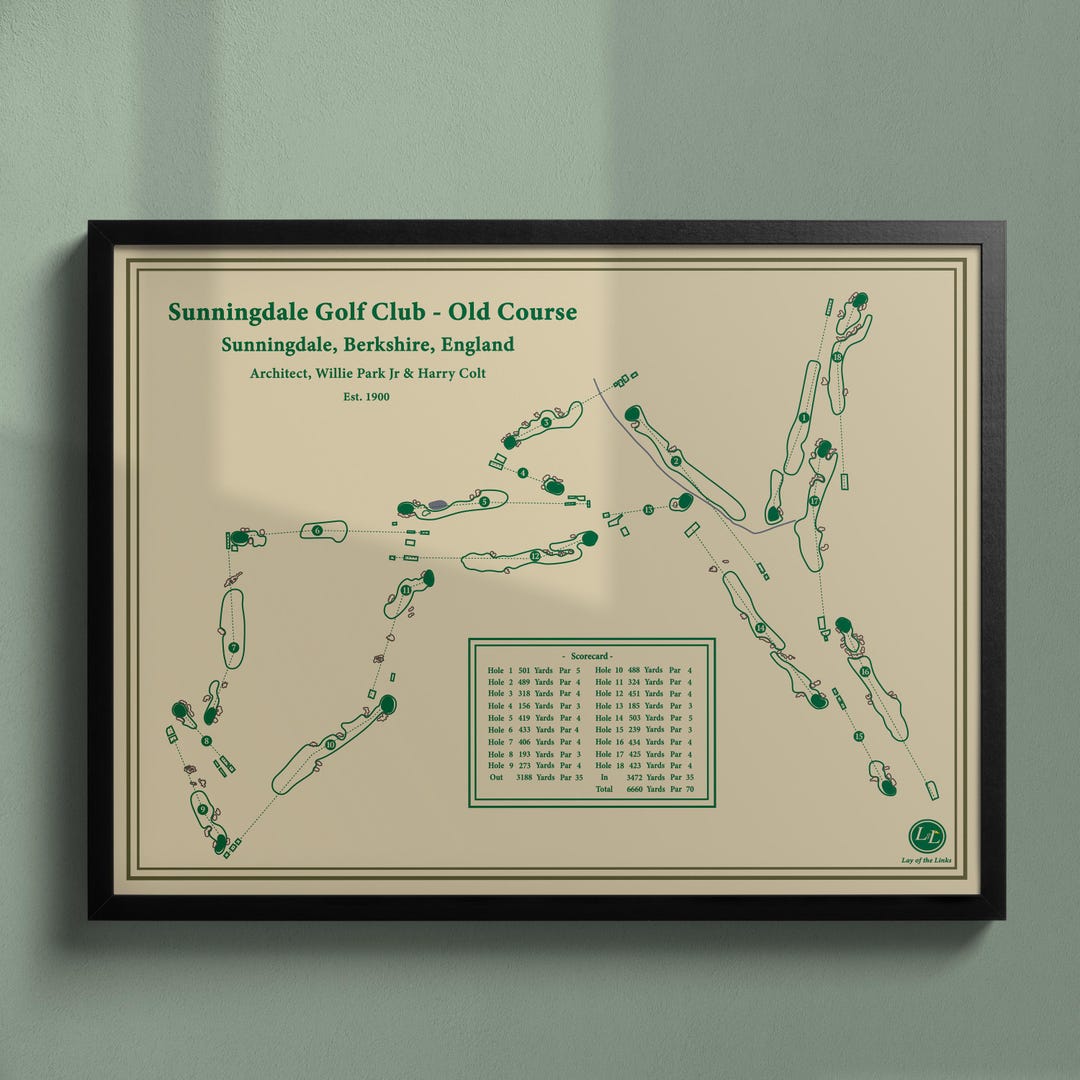 Sunningdale Golf Club - UK - Old Course Map Print: Vintage Golf ...