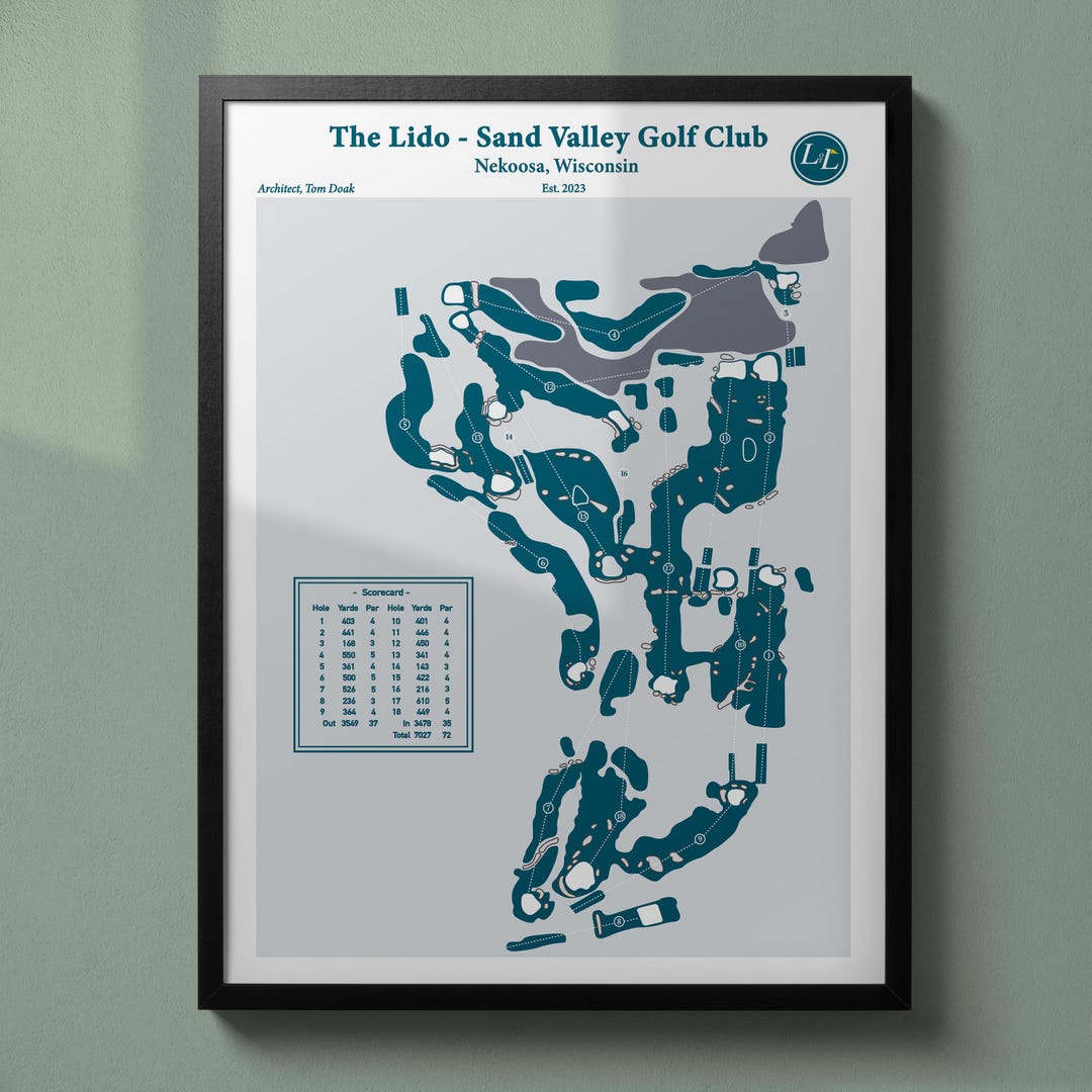 The Lido - Sand Valley Golf Club Map: Vintage Blueprintor Modern Art - Etsy