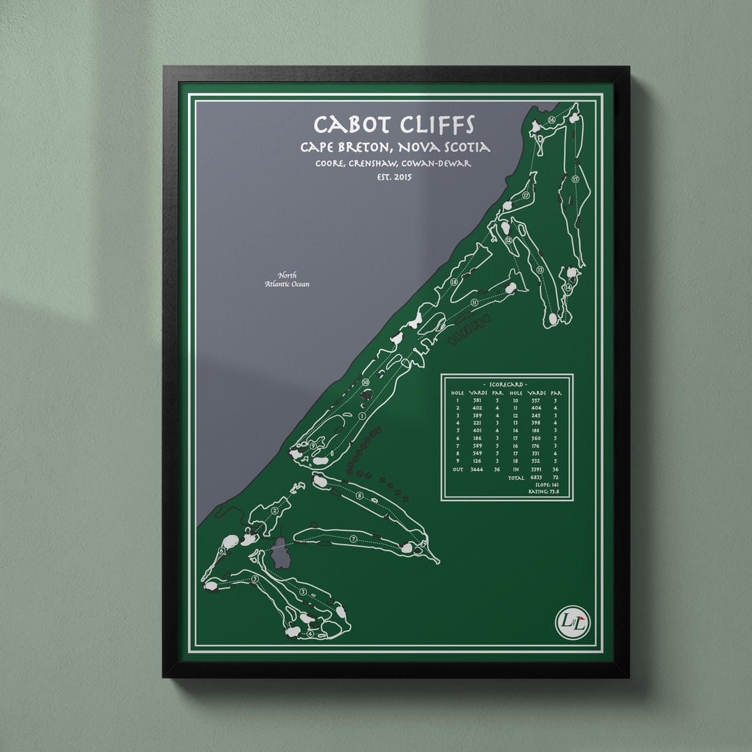 Cabot Cliffs Golf Course Map Art Print | Canadian Golf Decor - Etsy