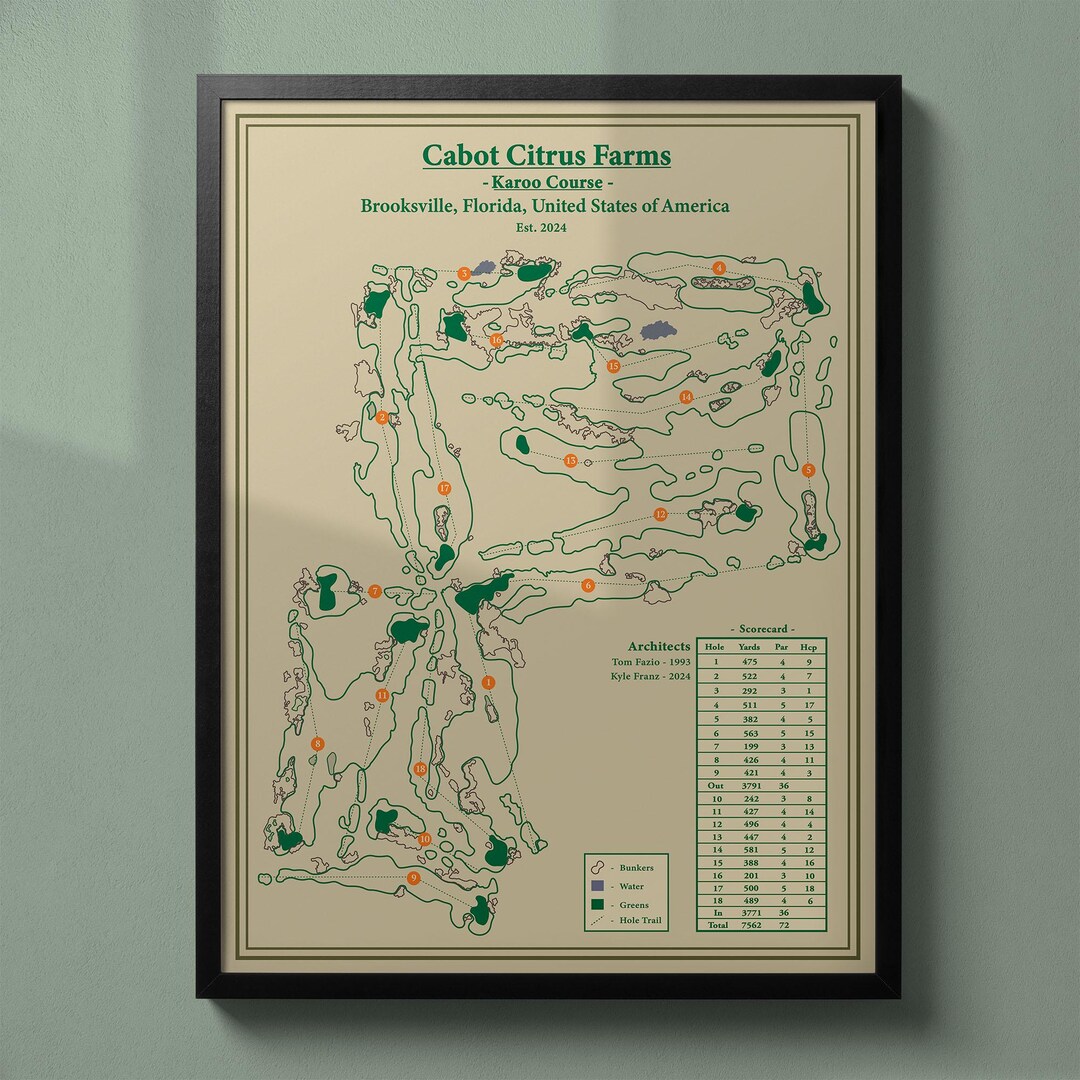 Cabot Citrus Farms - Karoo Course Map Blueprint, Florida, USA: Vintage ...