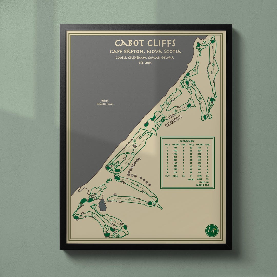 Cabot Cliffs Golf Course Map Art Print: Vintage Blueprint or Modern ...
