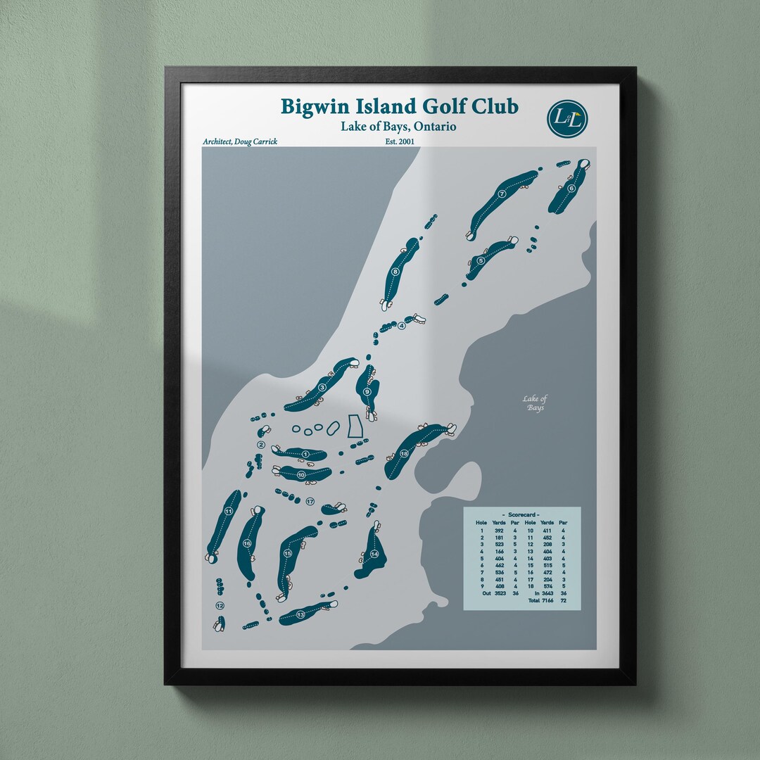 Bigwin Island Golf Course Map Art Print: Vintage or Modern Styles ...