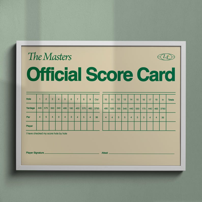 Augusta National Scorecard Art Print: Vintage Golf Decor - Etsy