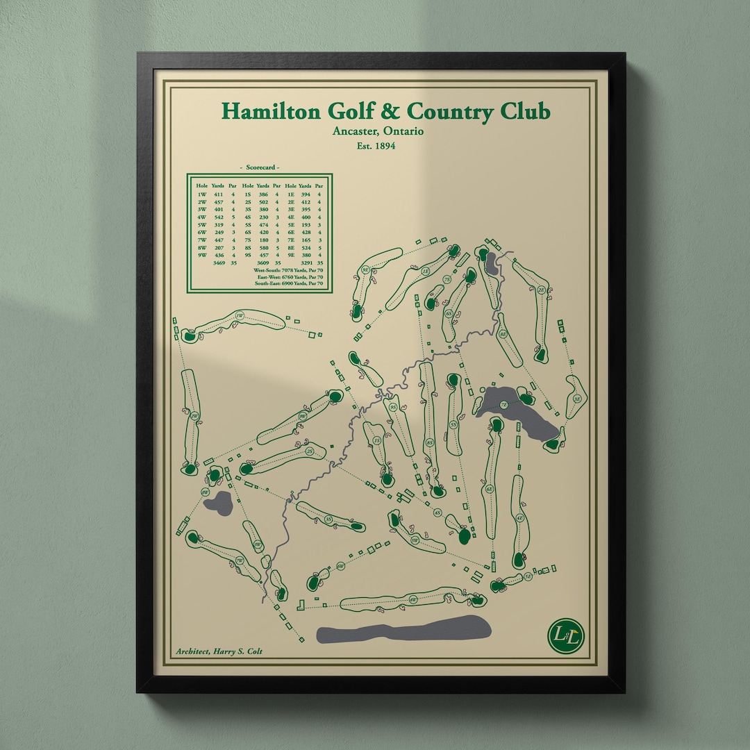 Hamilton Golf & Country Club Map Art Print: Vintage Blueprint or Modern ...