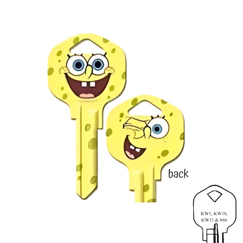 Spongebob Square Pants Uncut House Key Blank or Cut by Code - Etsy