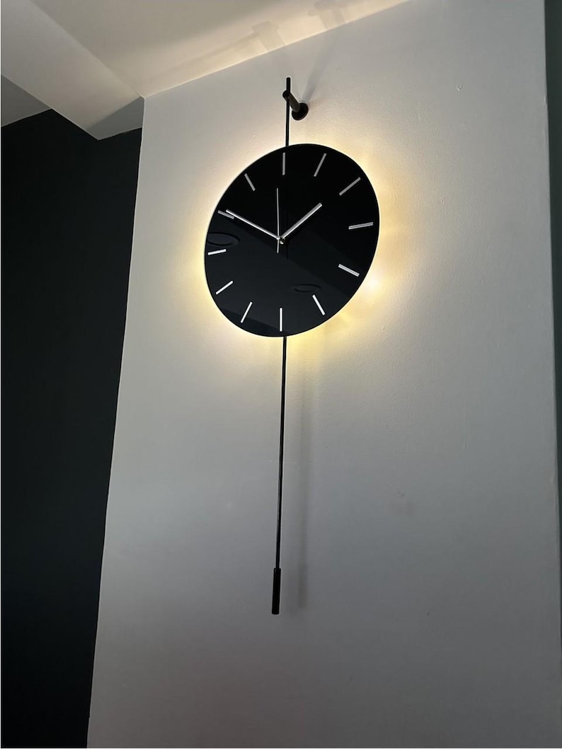 Backlit Pendulum Wall Clock: Modern Minimalist Home Decor - Etsy