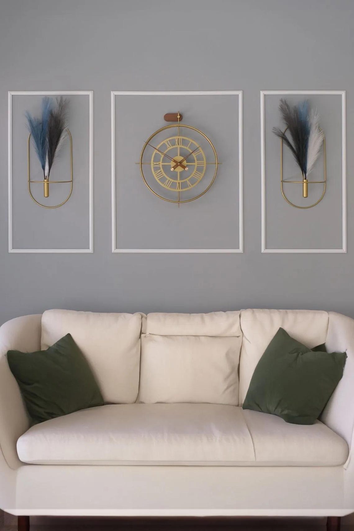 Gold Roman Numeral Wall Clock: Open Face Metal & Wood - Etsy
