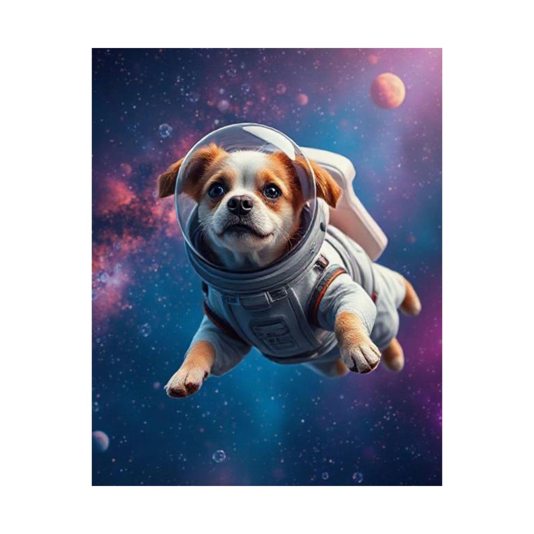 Cute Space Dog Poster - Etsy