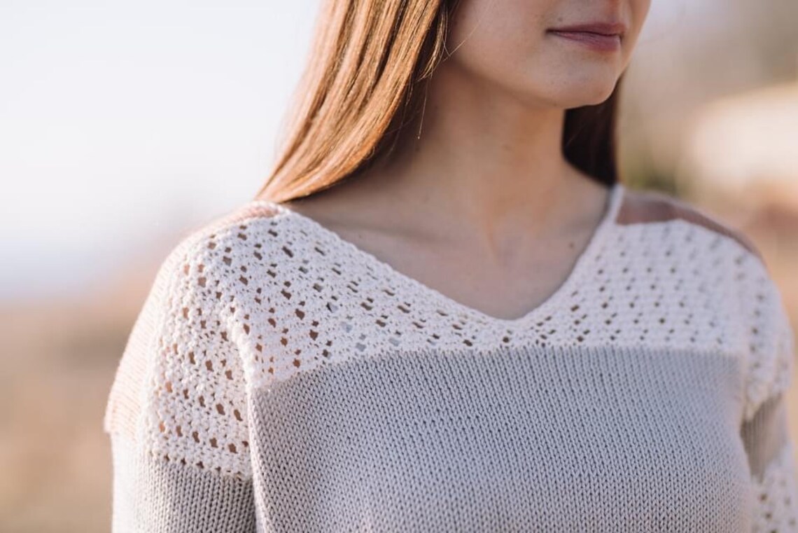 Haven Pullover Knitting Pattern: Pima Cotton Lace Top (PDF Instant ...