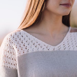 Haven Pullover Knitting Pattern: Pima Cotton Lace Top (PDF Instant ...
